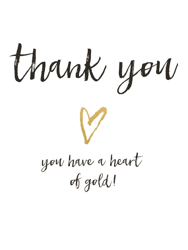 Gift Card - Thank You 'you have a heart of gold' – Cameron Jewellery